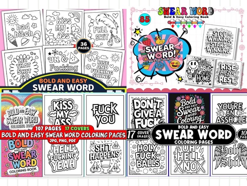 Adult Swear Word Coloring Book, 2300 Pages (digital Download) - Etsy