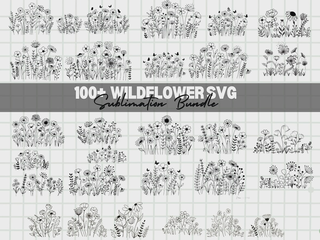 Wildflower SVG Bundle, Flower Sketch Clipart (digital Download) - Etsy