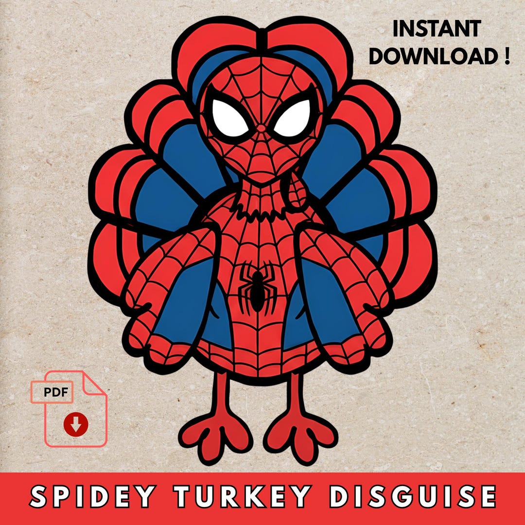 Spiderman Disguise Turkey Printable, Superhero Save a Turkey DIY Craft ...