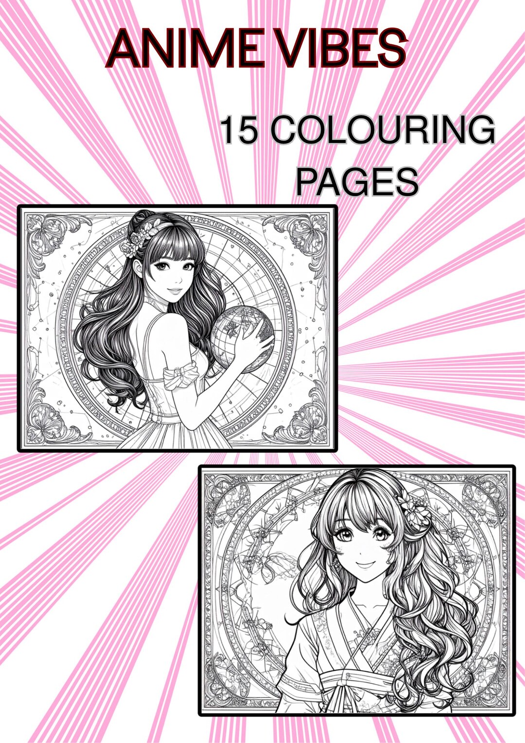 Coloring Book “anime Girl World” - Coloring Pages With Illustrations of ...
