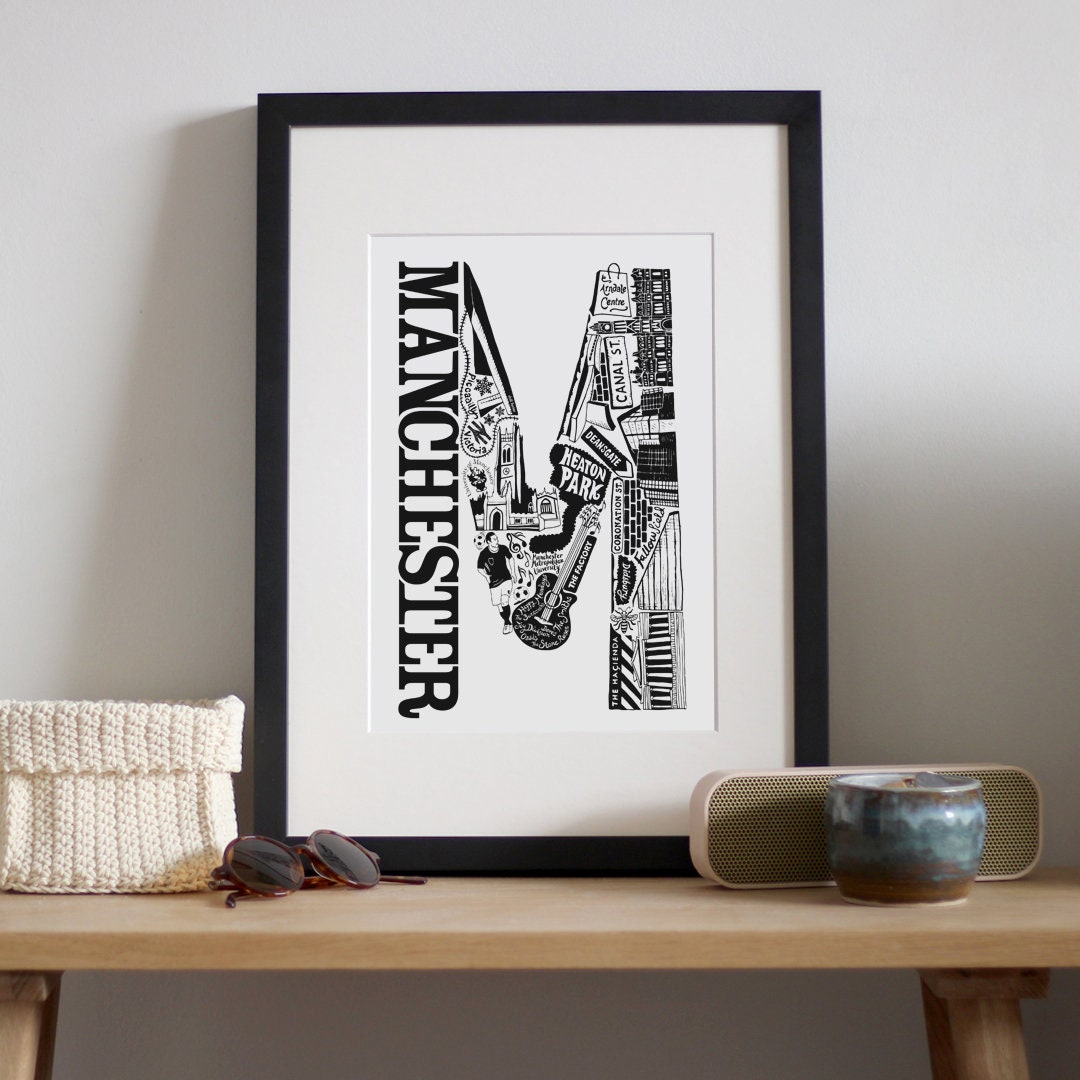 Manchester Print Manchester Poster Manchester Art Manchester Gift ...