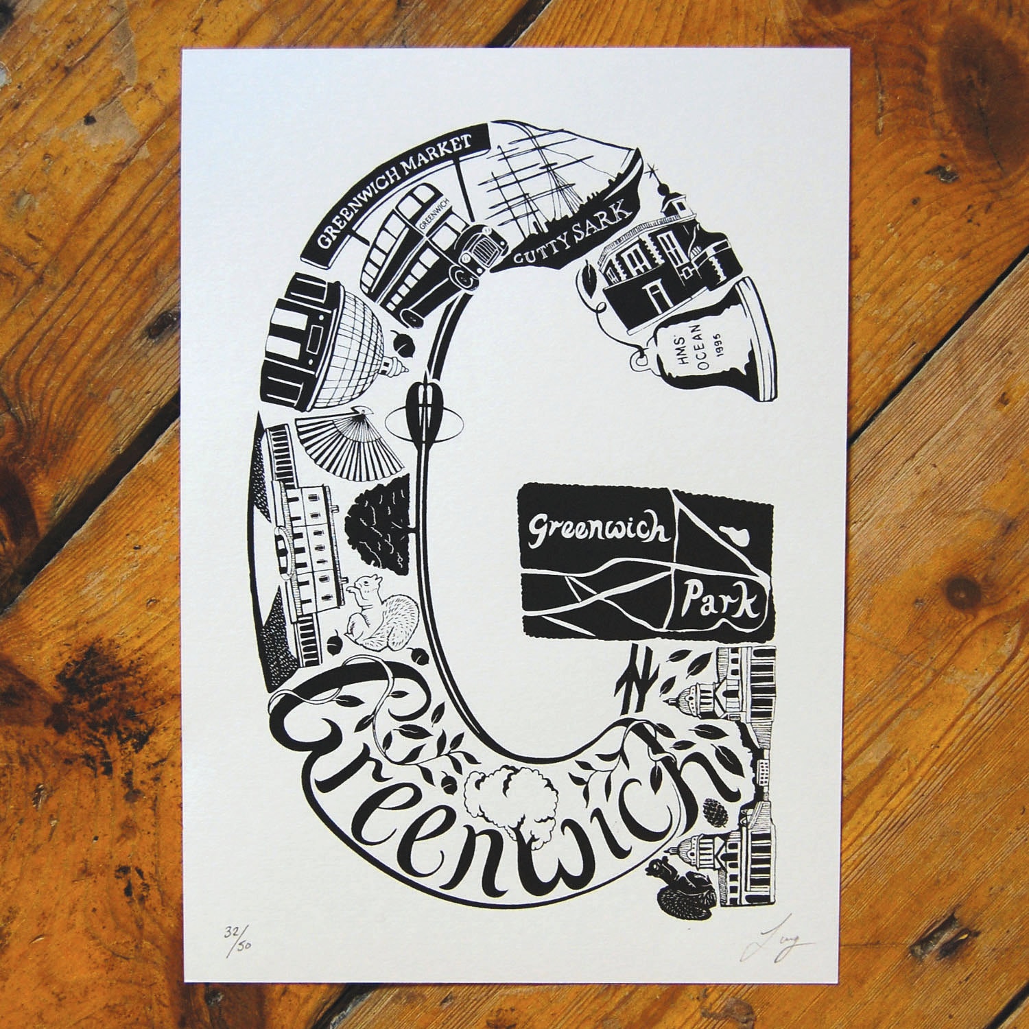 Greenwich Print Greenwich Poster Greenwich Art London | Etsy UK