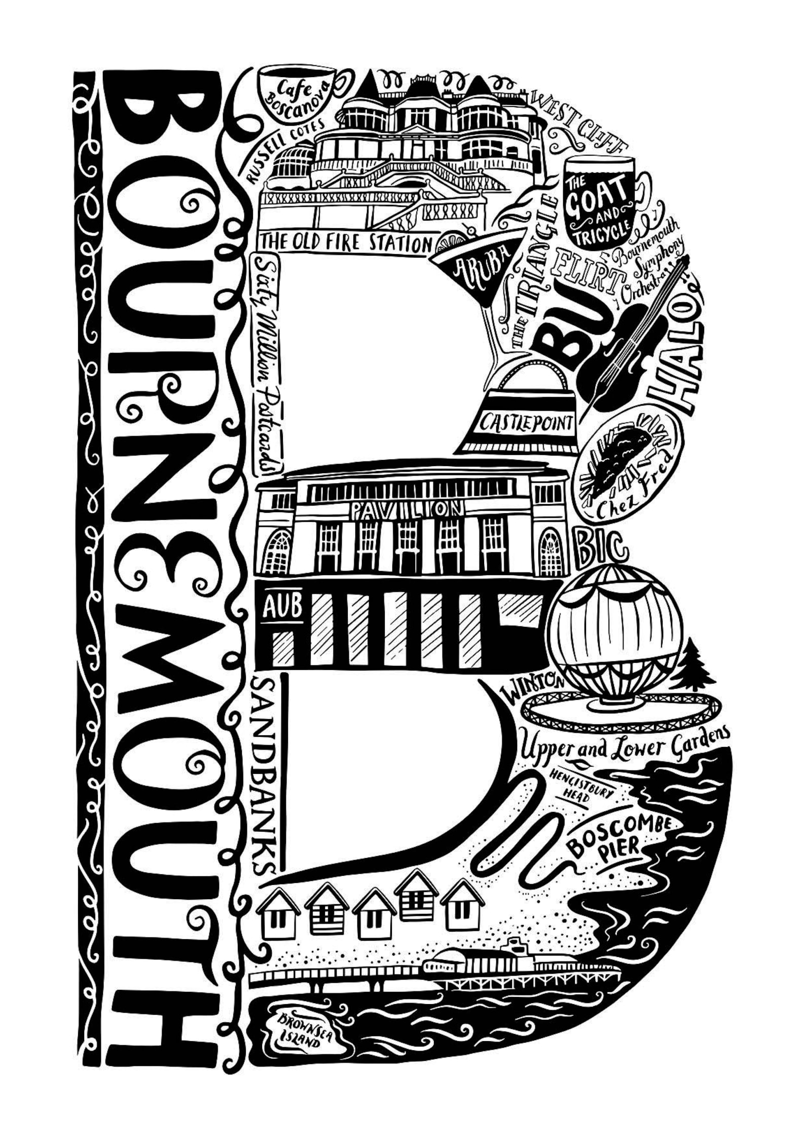 Bournemouth Unframed Print- Graduation Gift UK- Bournemouth Gift ...