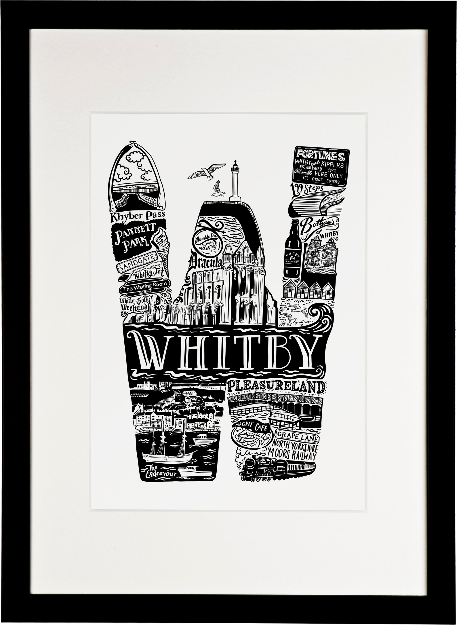 Framed Whitby Print City Illustration Whitby Art - Etsy