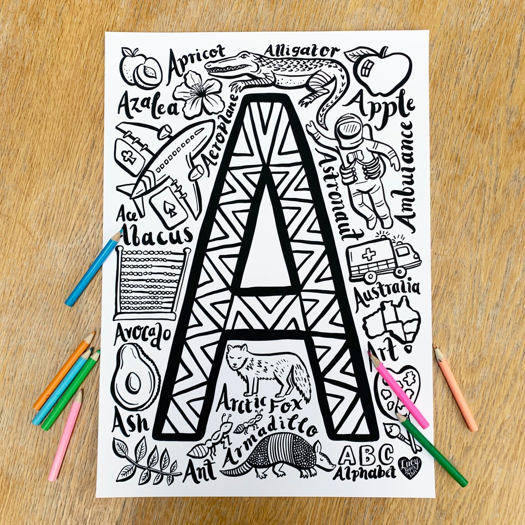 Colouring Poster - Letter A - Things Beginning With the Letter A ...