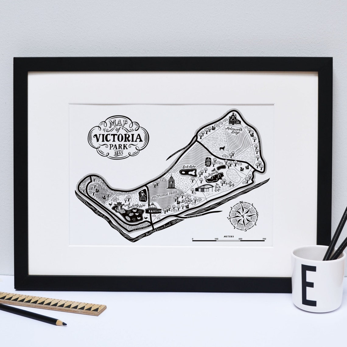 Victoria Park Hackney Map Print London Map Vintage Map | Etsy