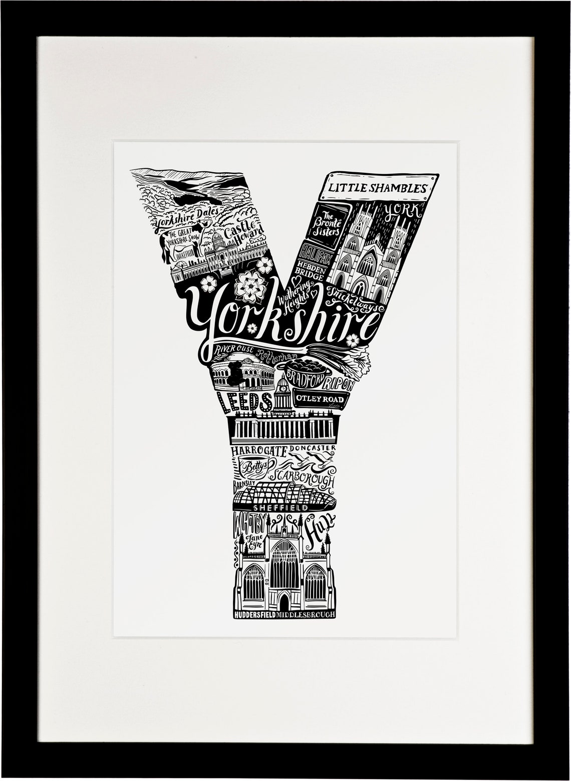 Yorkshire Print - Anniversary Paper Gift - Housewarming Present ...