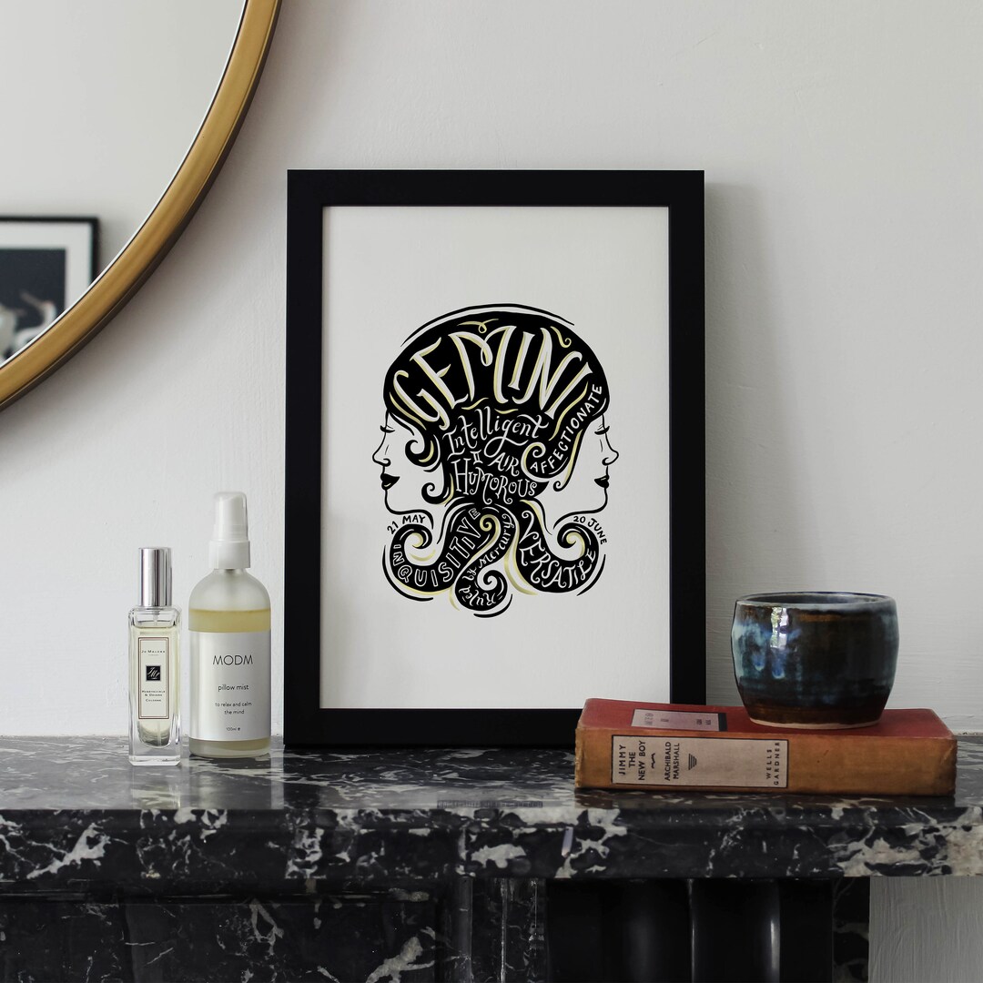 Gemini Zodiac Print - Star Sign - Unframed Gemini Print - Gemini ...
