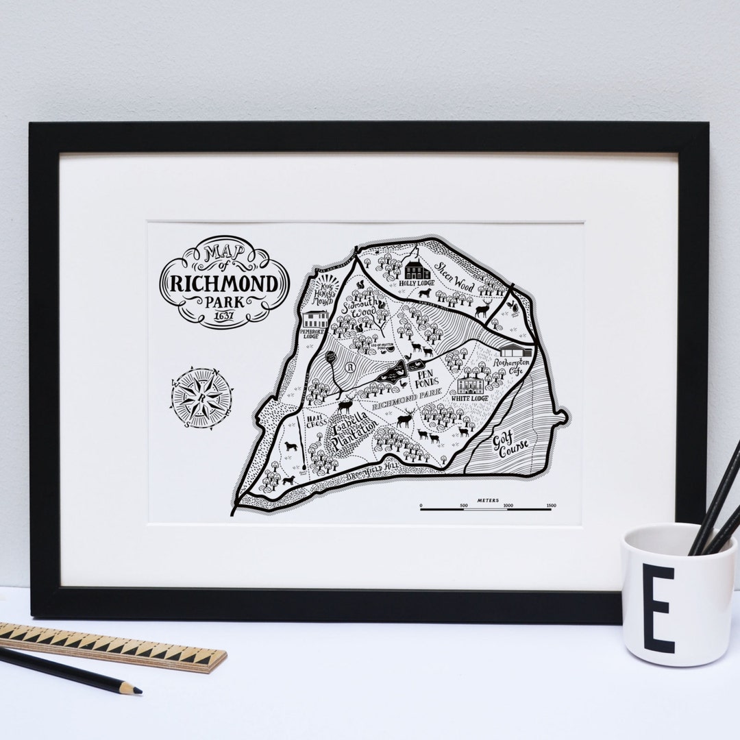 Richmond Park Map Print London Print London Poster London Art London ...