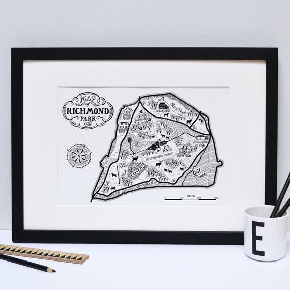 Richmond Park Map Print London Print London Poster | Etsy