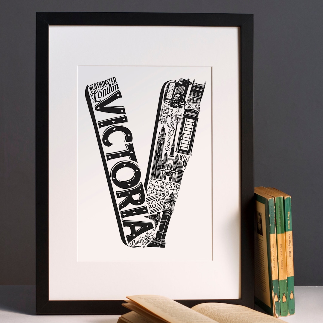 Victoria London Print - British Art - Typographic Print - Letter Art ...