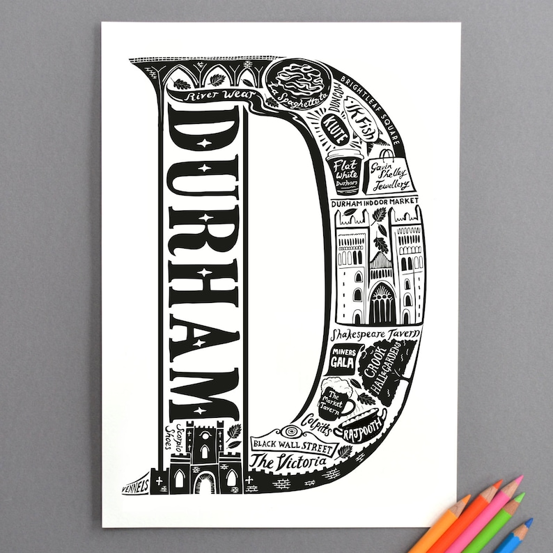 Durham Unframed Print- Graduation Gift UK- Durham University- Durham ...