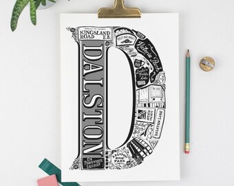 E8 Dalston Art Print, Postcode Art Print, London E8 Postcode, Minimal ...