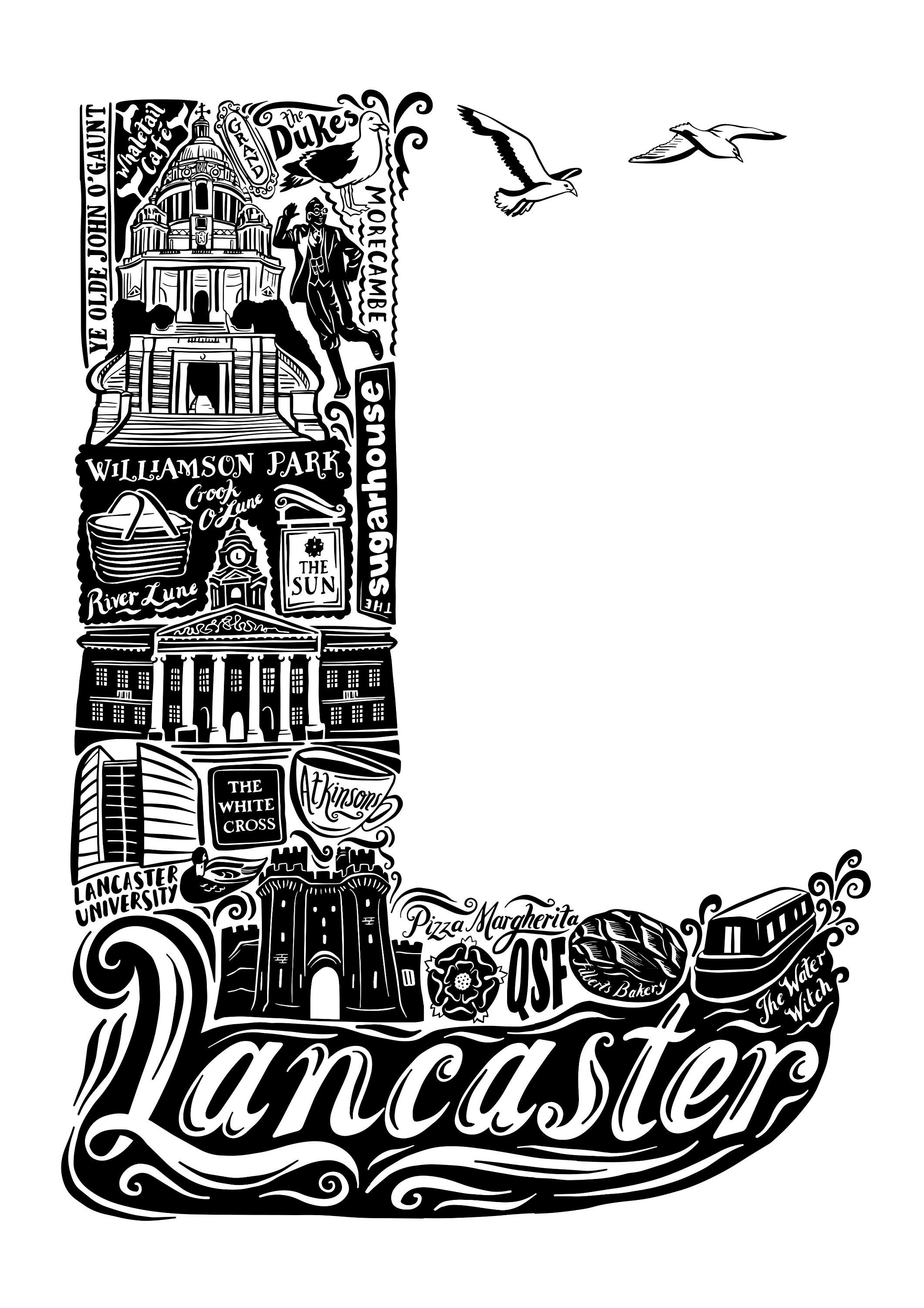 Lancaster Unframed Print- Lancaster Gift- Lancaster University ...