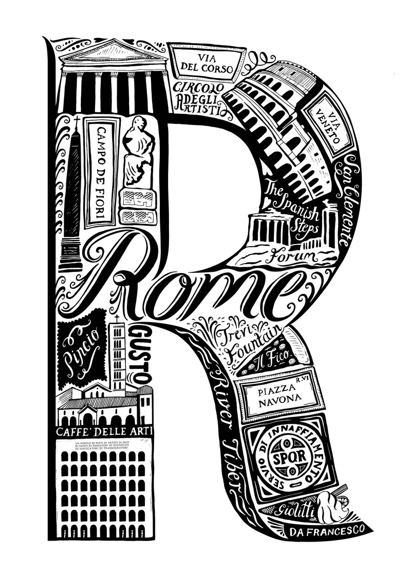 Rome Print - Rome Poster - Rome Art - Letter Art - Engagement Gift ...