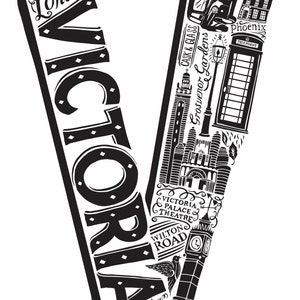 Victoria London Print - British Art - Typographic Print - Letter Art ...