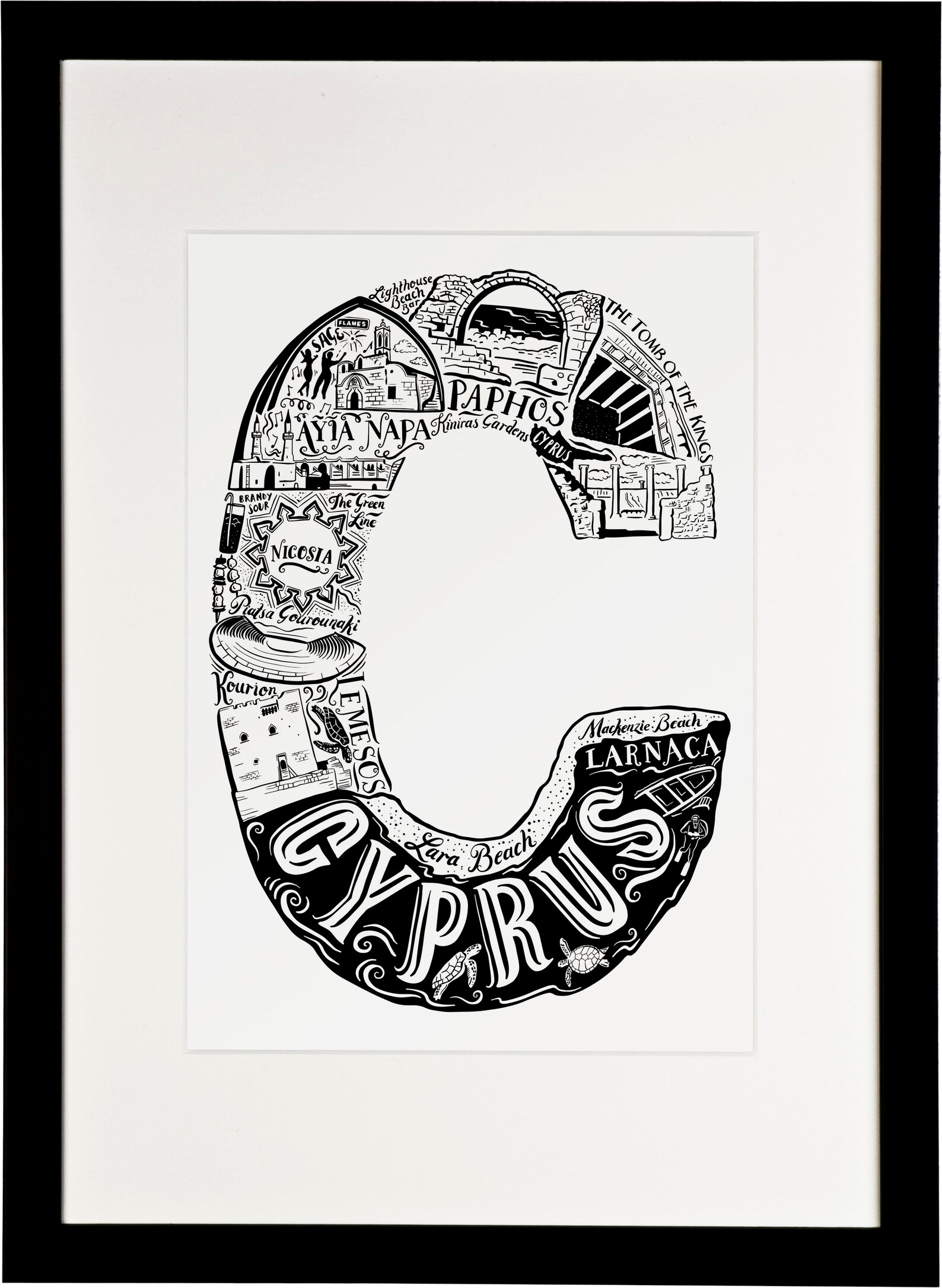 Cyprus Print - Cyprus Poster - Cyprus Art - Cyprus Gift - Engagement ...