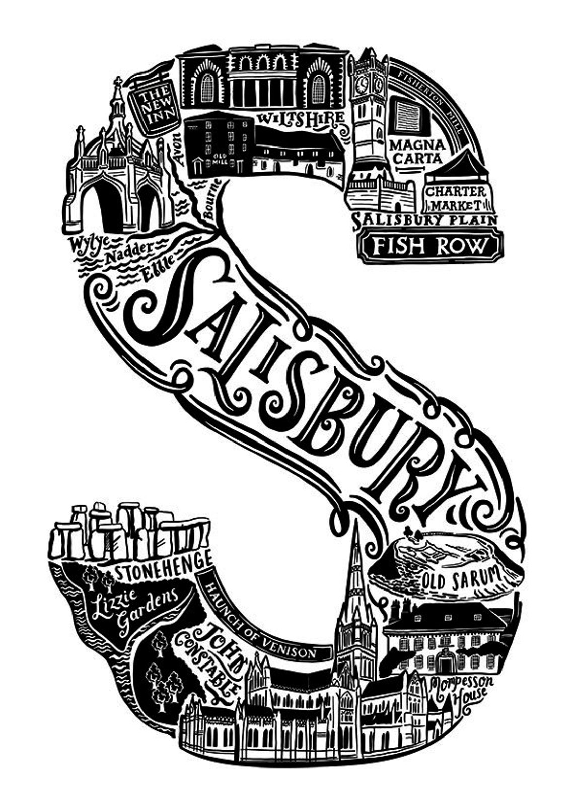 Unframed Salisbury Print Salisbury Poster Salisbury Art - Etsy