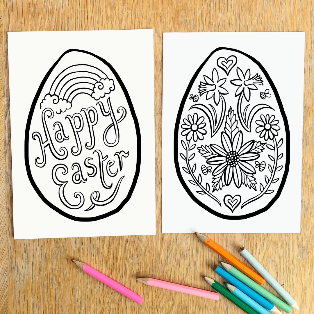Easter Egg Colouring Poster - Easter Cards - Easter Bunny - Easter Gift ...