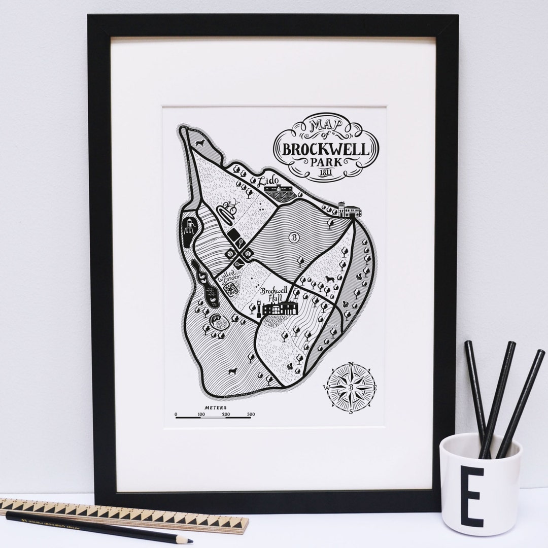 Brockwell Park Map Print - London Map - Vintage Map - London Poster ...