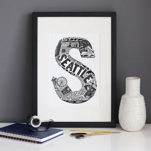 Seattle Print - Seattle Poster - Graduation Gift UK - Seattle Artwork ...