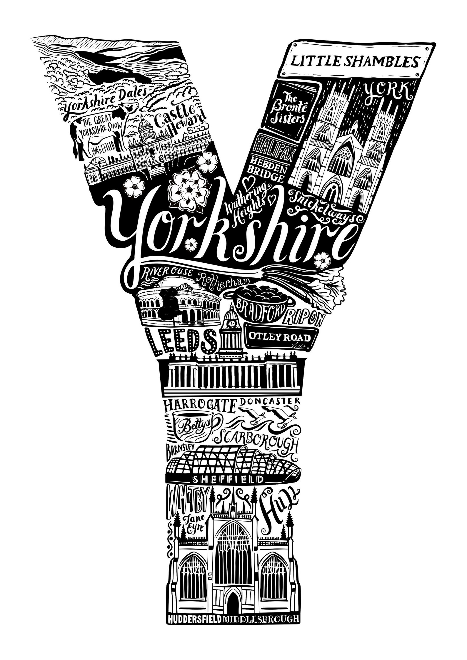 Yorkshire Print - Anniversary Paper Gift - Housewarming Present ...