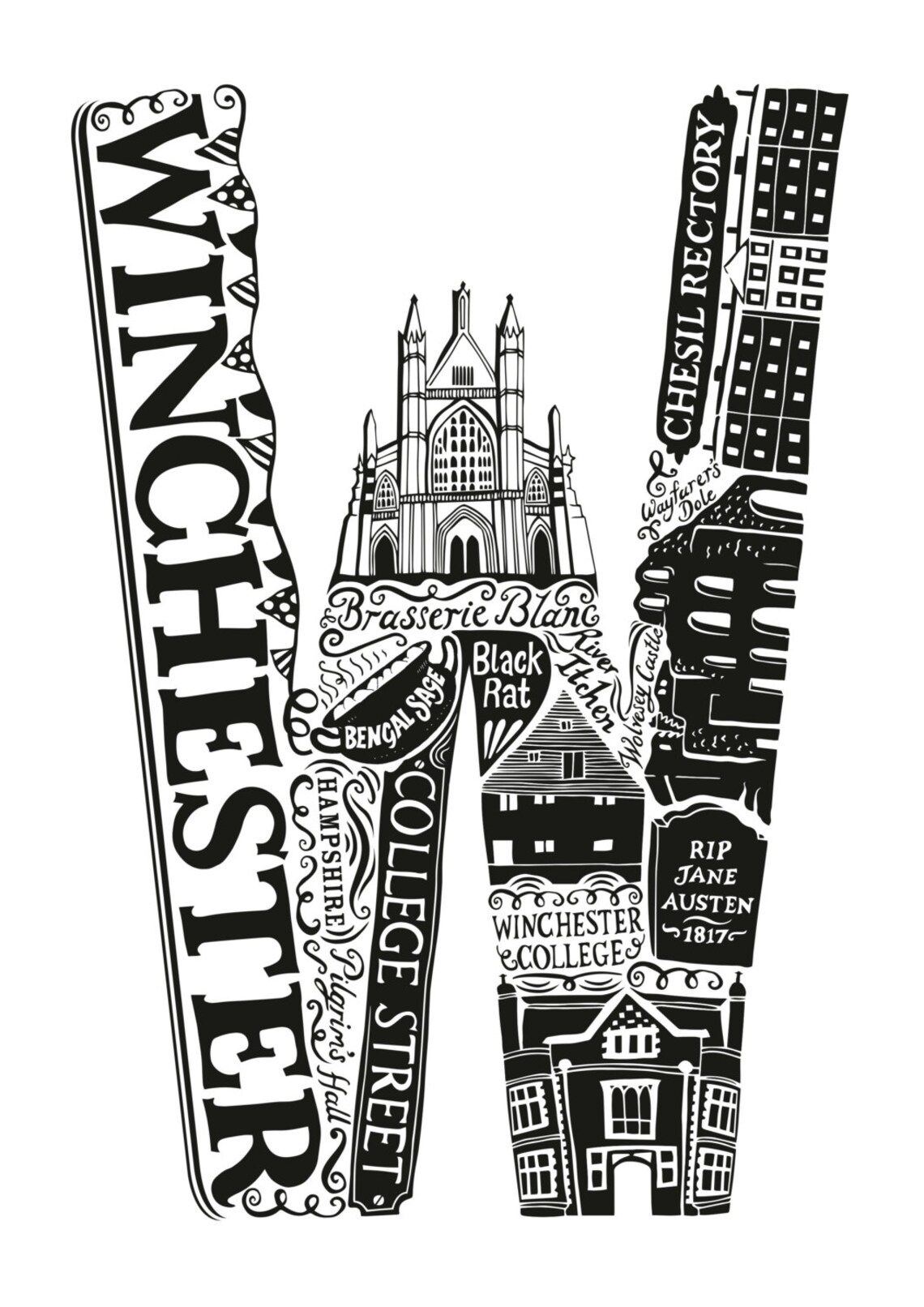 Winchester Print Winchester poster Winchester cathedral | Etsy