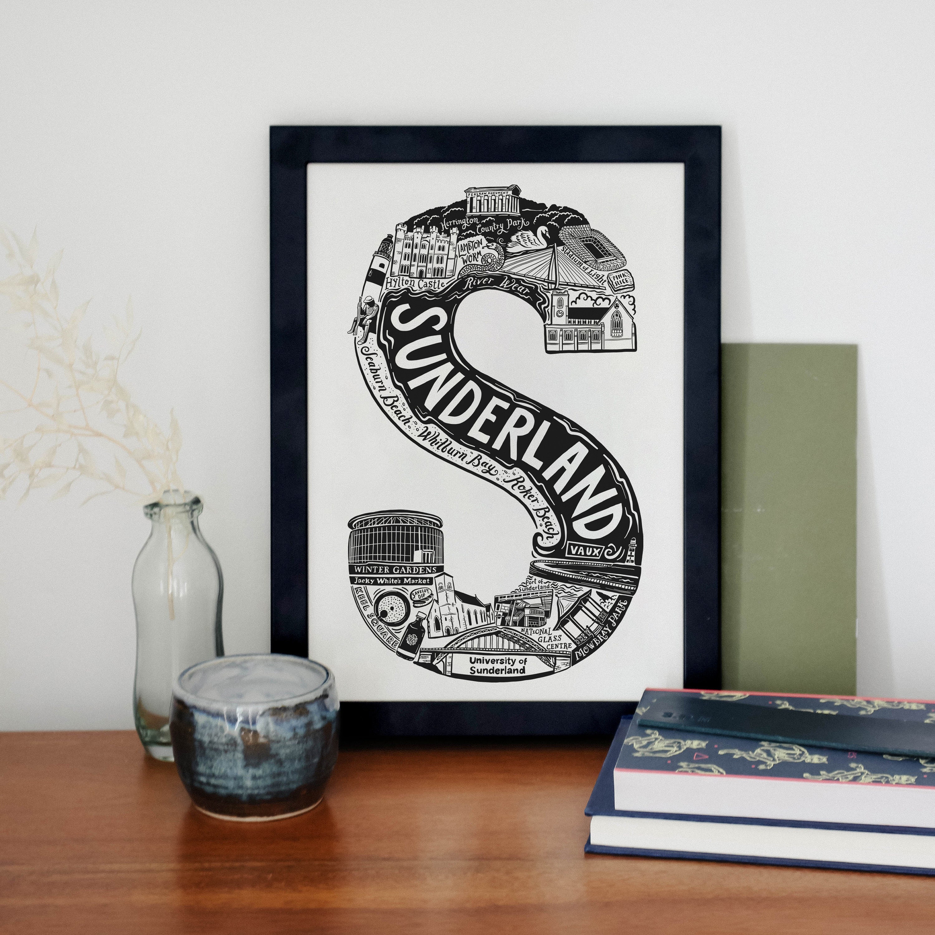 Framed Sunderland Print City illustration Sunderland art | Etsy