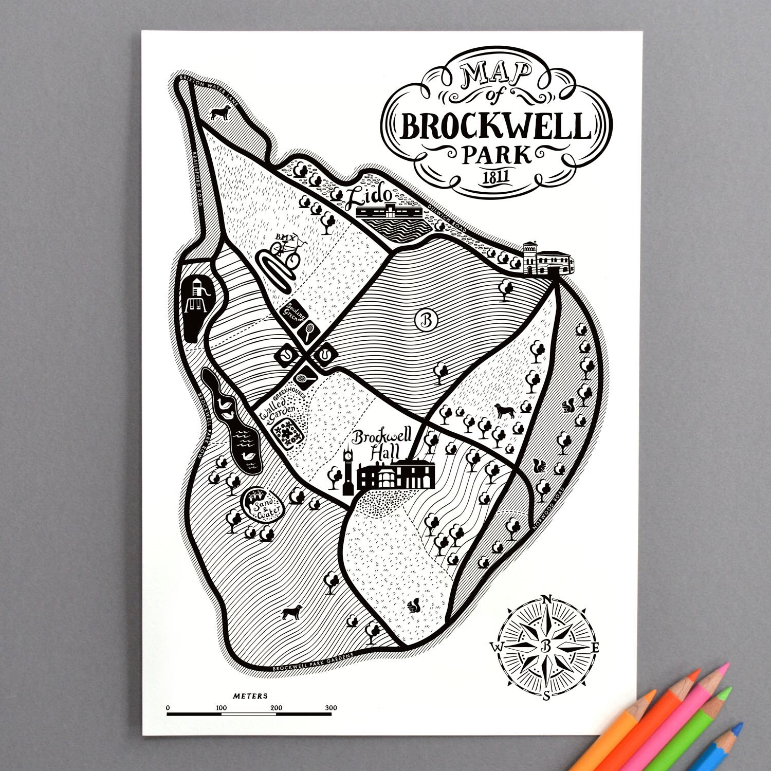 Brockwell Park Map Print London Map Vintage Map London - Etsy