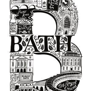 Bath Unframed Print- Graduation Gift- Bath Art- University Gift Ideas ...