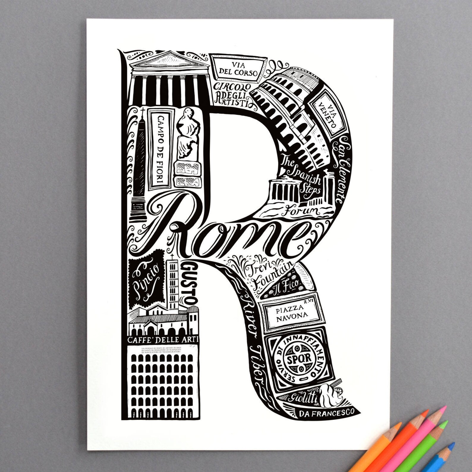 Rome print Rome poster Rome art letter art engagement | Etsy