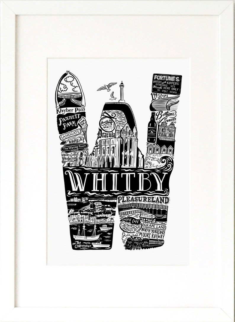 Framed Whitby Print City Illustration Whitby Art - Etsy