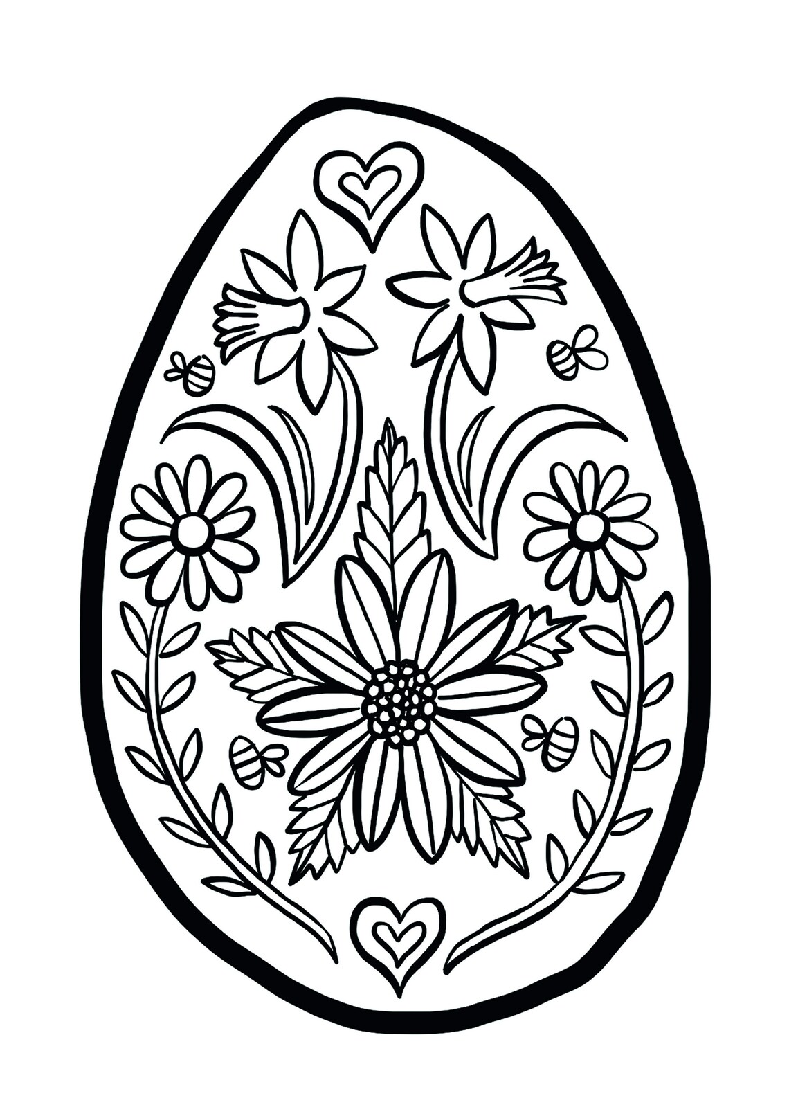 Easter Egg Colouring Poster Easter Cards Easter Bunny | Etsy