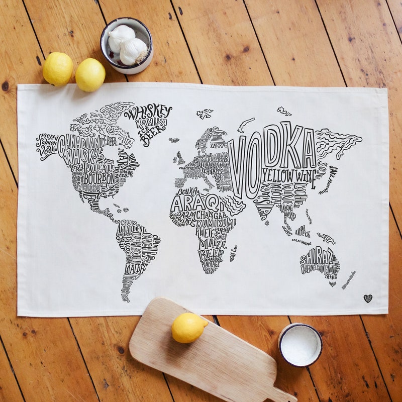 Linen World Map - Etsy