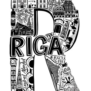 Riga Print - Riga Poster - Riga Artwork - Typographic Print - Letter ...