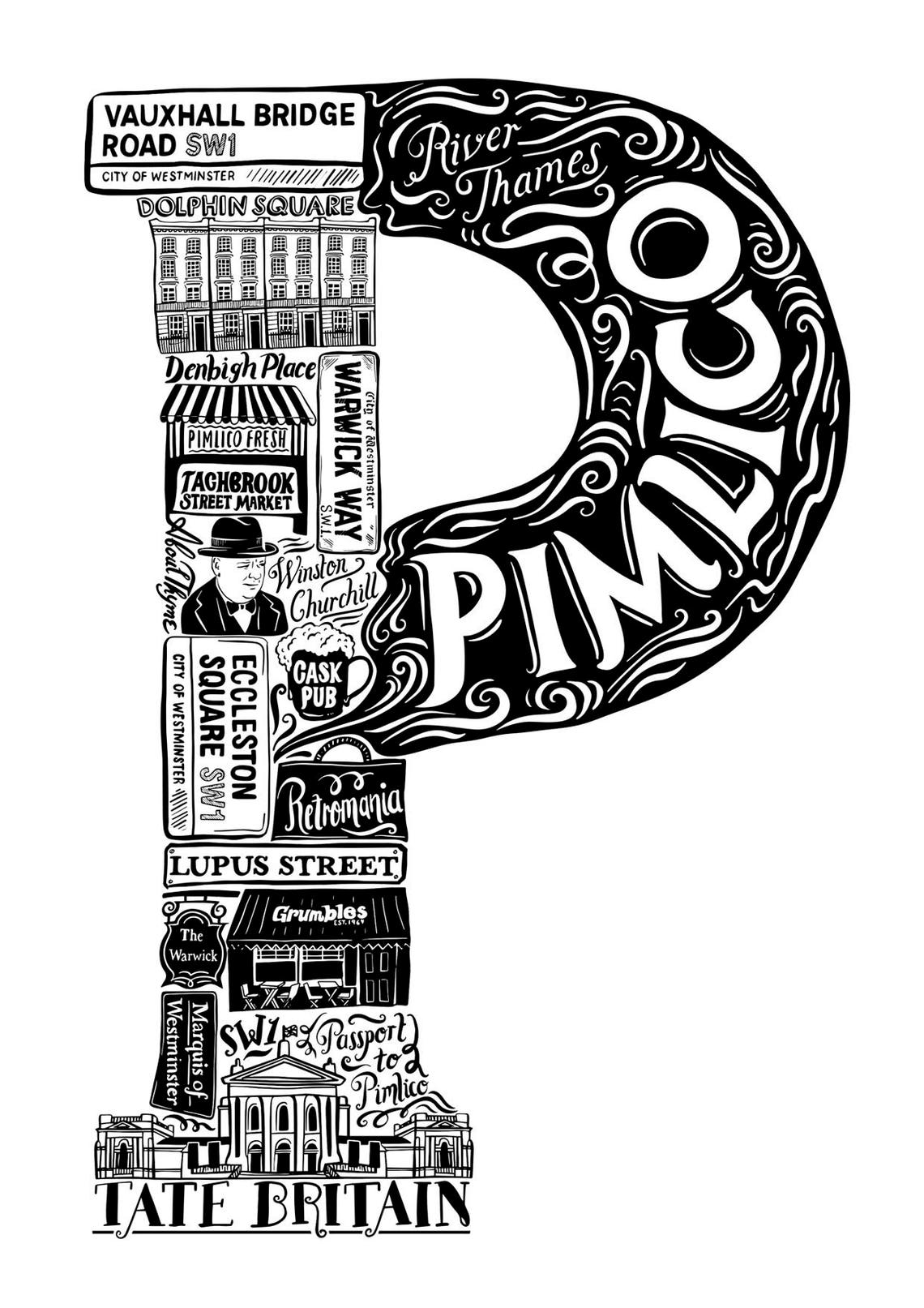 Pimlico Print - Pimlico Poster - Pimlico Art - Pimlico Gift - London ...