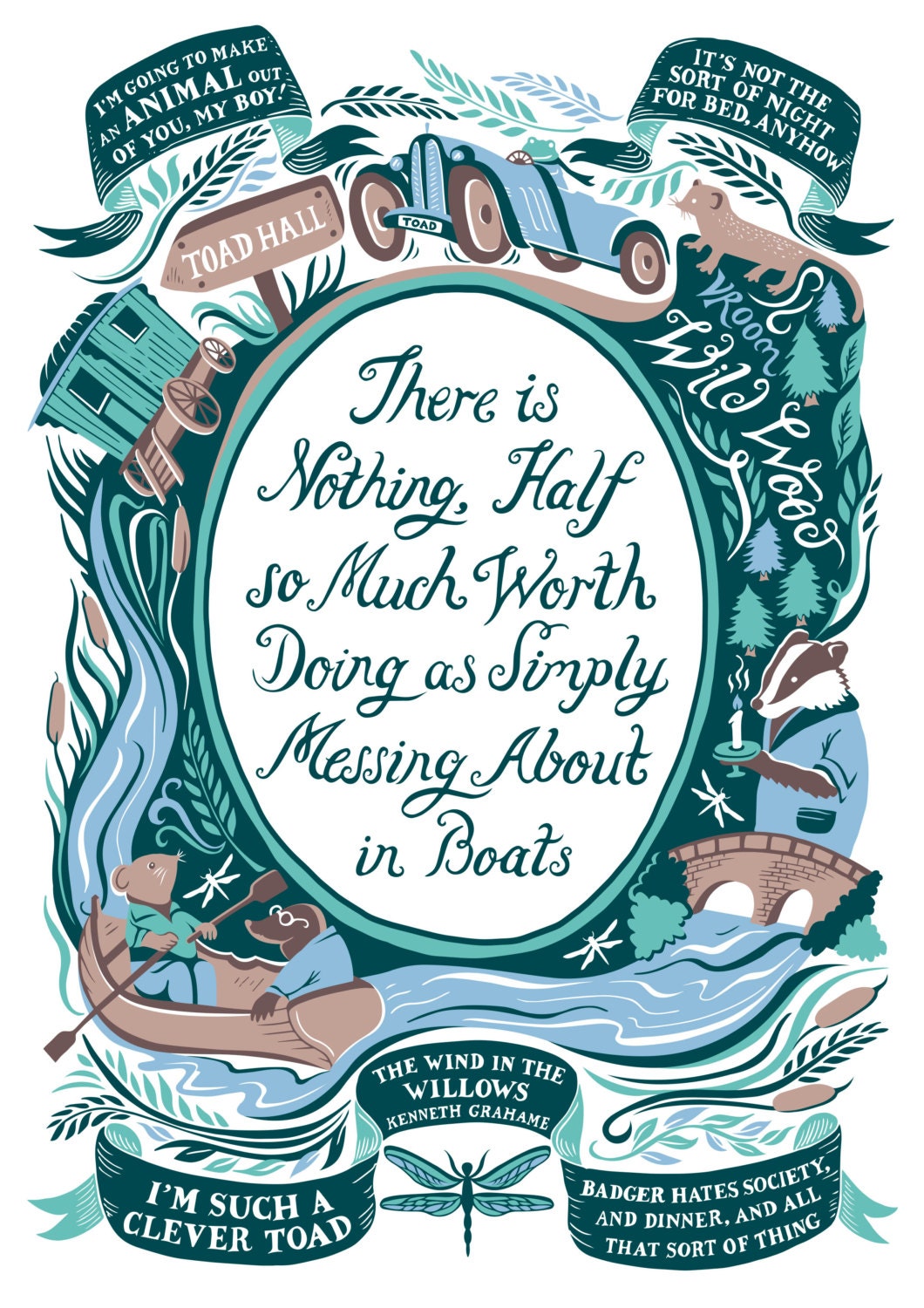 Wind in the Willows Famous Quotes Print Nursery Print - Etsy