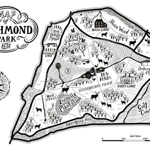 Richmond Park Map Print London Print London Poster London Art London ...