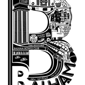Best of Balham London Print London Art Typographic Print - Etsy