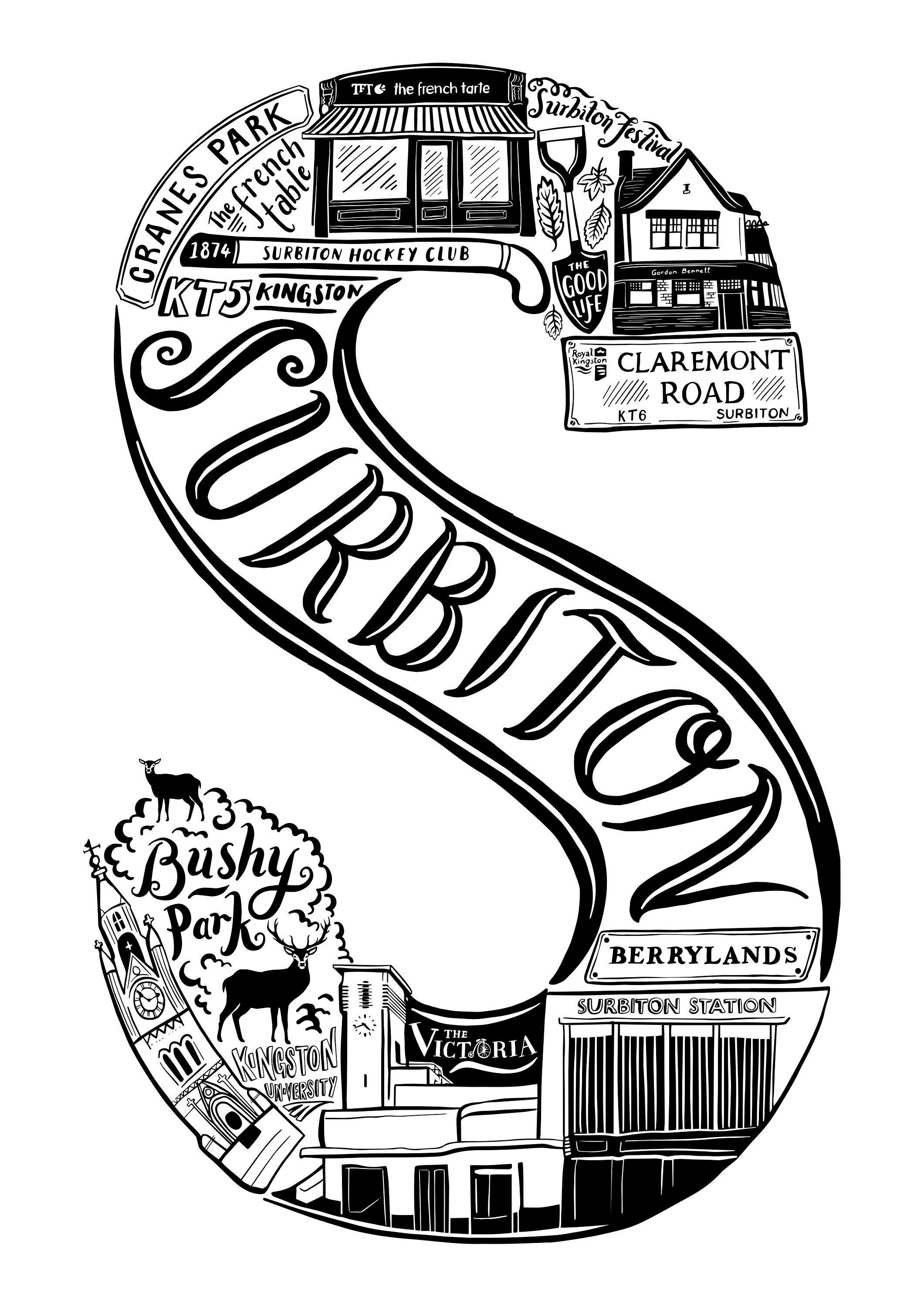 Surbiton Print London Print London Poster Surbiton Gift | Etsy UK