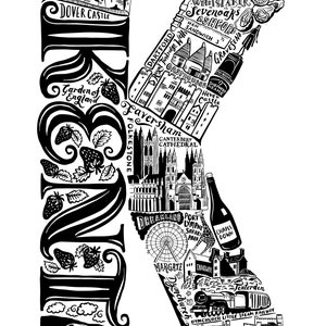 Kent Print - Housewarming Present- Kent Poster- Kent Gifts - Monochrome ...