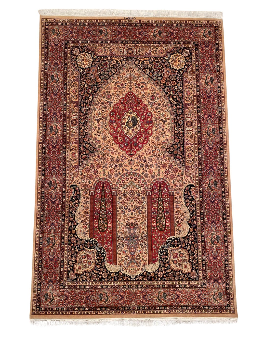 Handmade Persian the Majestic Gate Rug, Hand Knotted Wool & Silk ...