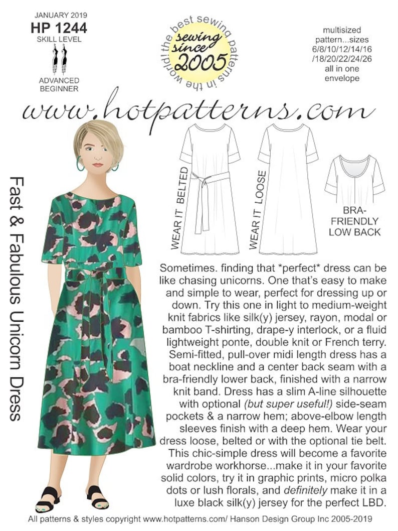 RETRO Dress Sewing Pattern. Easy-to-sew Dress Pattern. Unicorn Dress. A ...