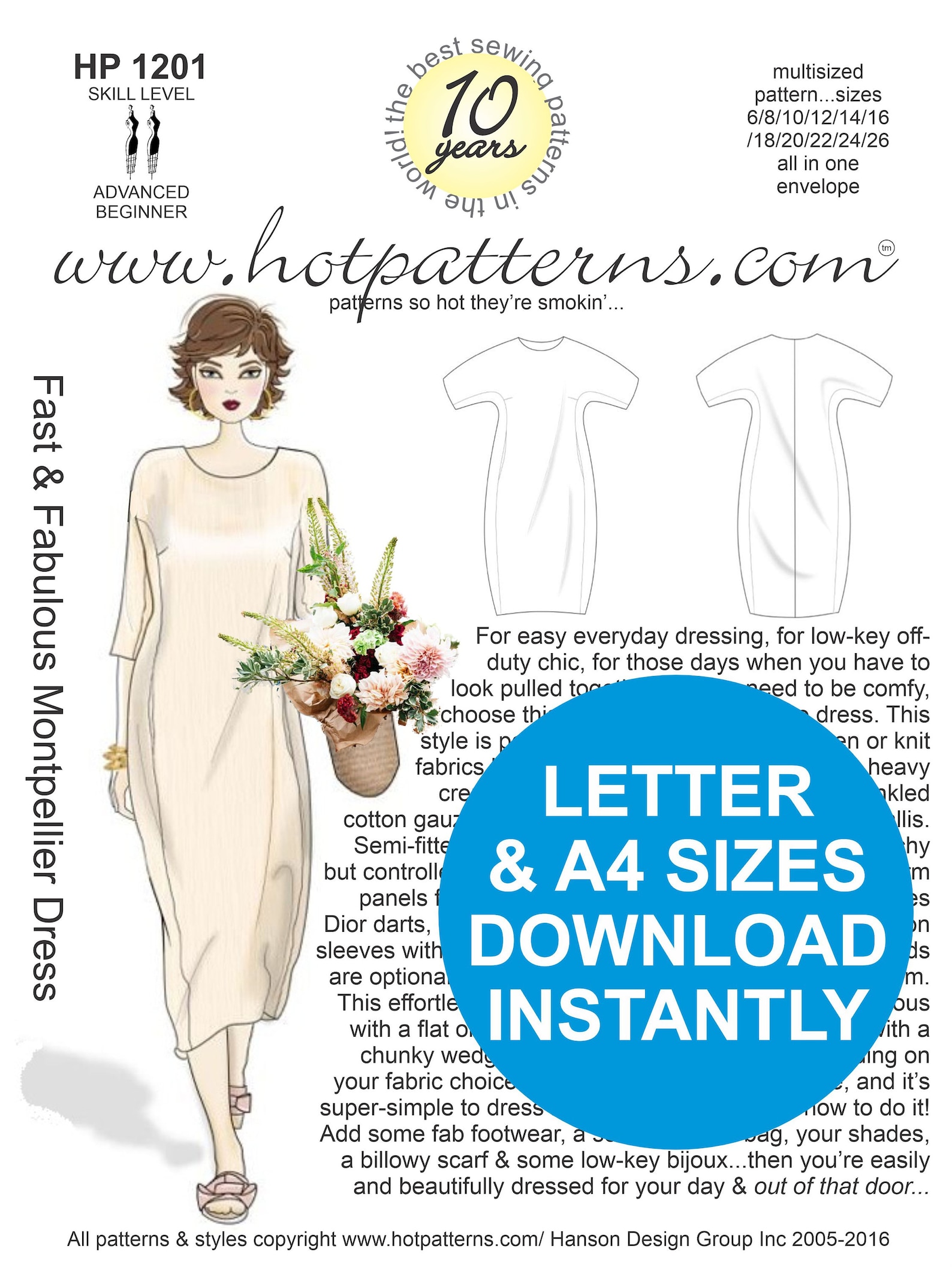 Easy Cocoon Dress Sewing Pattern: Balloon Silhouette, Plus Size ...