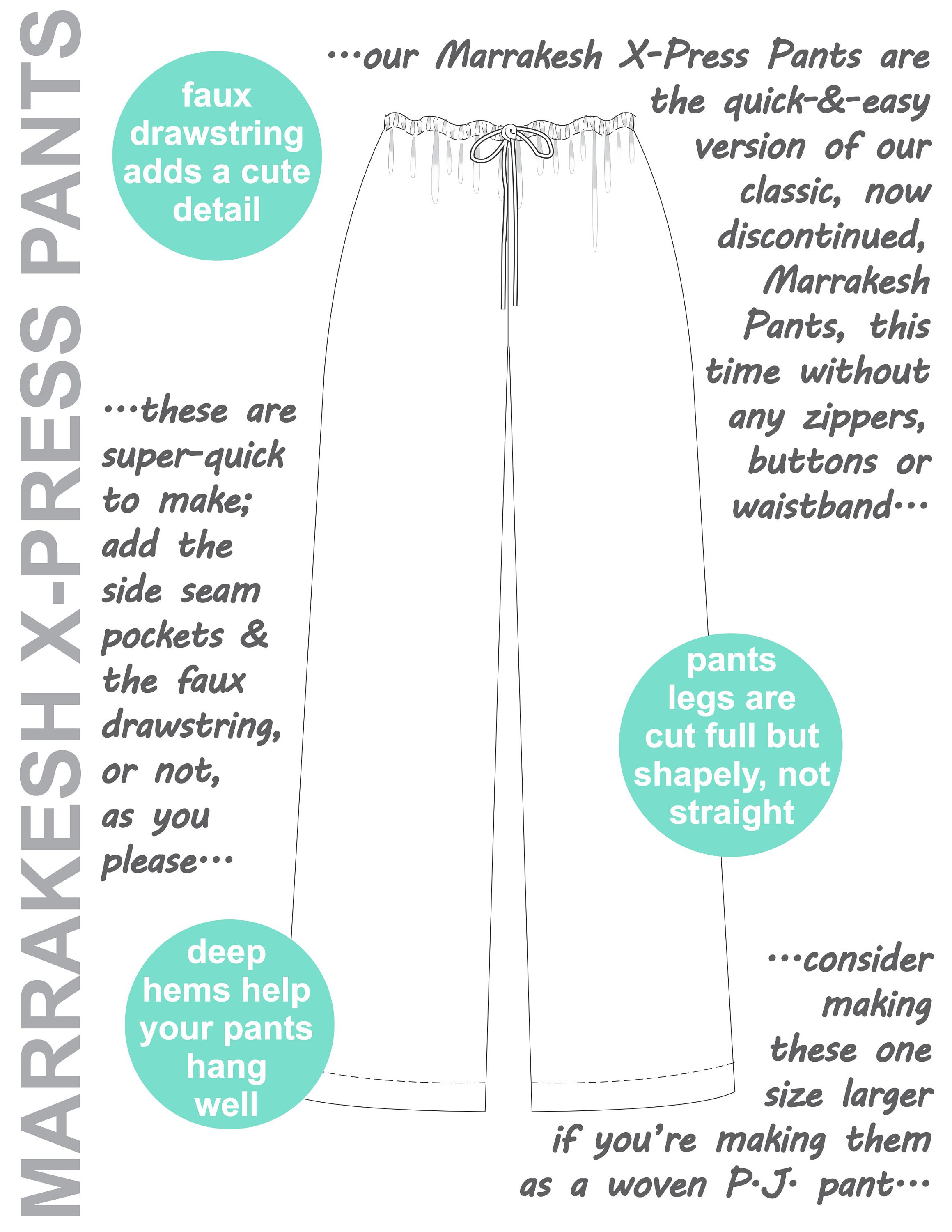 EASY BOHO Pants Sewing Pattern. Pull-on Pants Pattern. Wide Leg Pants ...