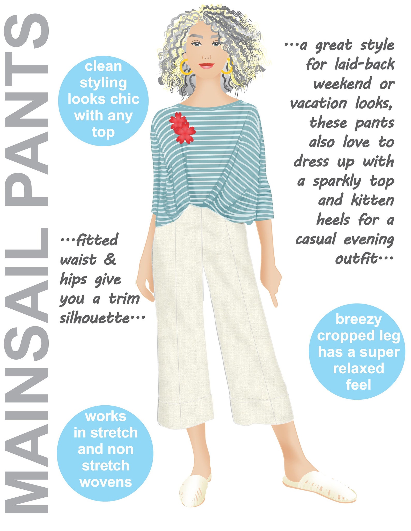 EASY Pants Sewing Pattern. Culotte Pattern. Crop Pants Pattern. Sailor ...