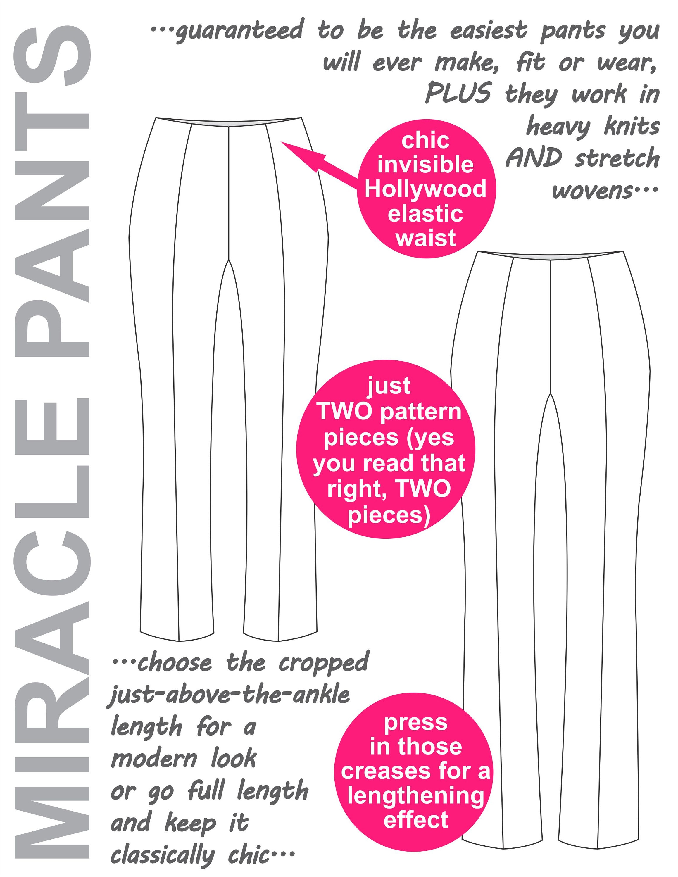 Miracle Pants Sewing Pattern: Pull-on Crop Pants, Plus Size (digital ...