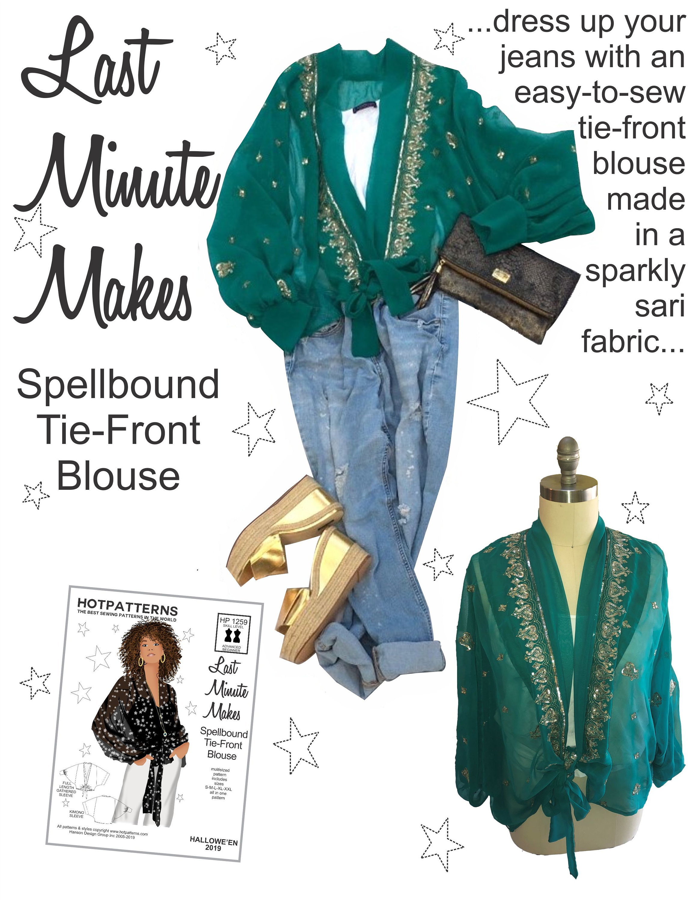 Boho Tie-front Blouse Sewing Pattern: Beginner Friendly, Plus Size (PDF ...