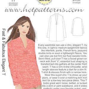 EASY T-shirt Sewing Pattern. Long Sleeve T. High Neck T. V-neck T ...