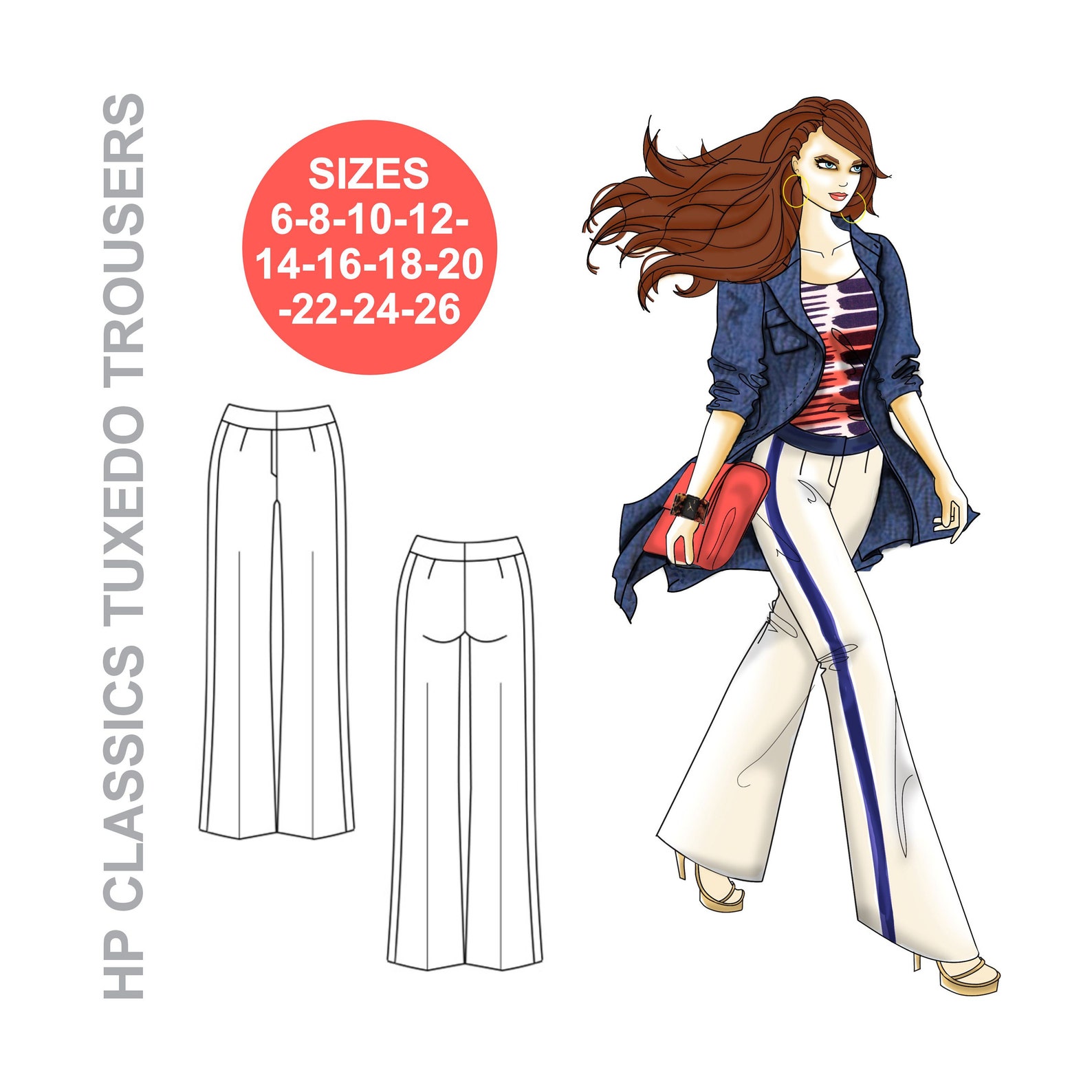CLASSIC Hotpatterns Sewing Pattern. Tuxedo Trousers. Kick-flare Trouser ...